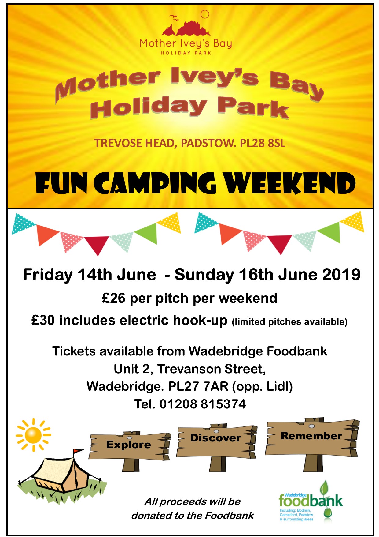 TICKETS ARE AVAILABLE for our 2019 Camping Weekend | Wadebridge Foodbank