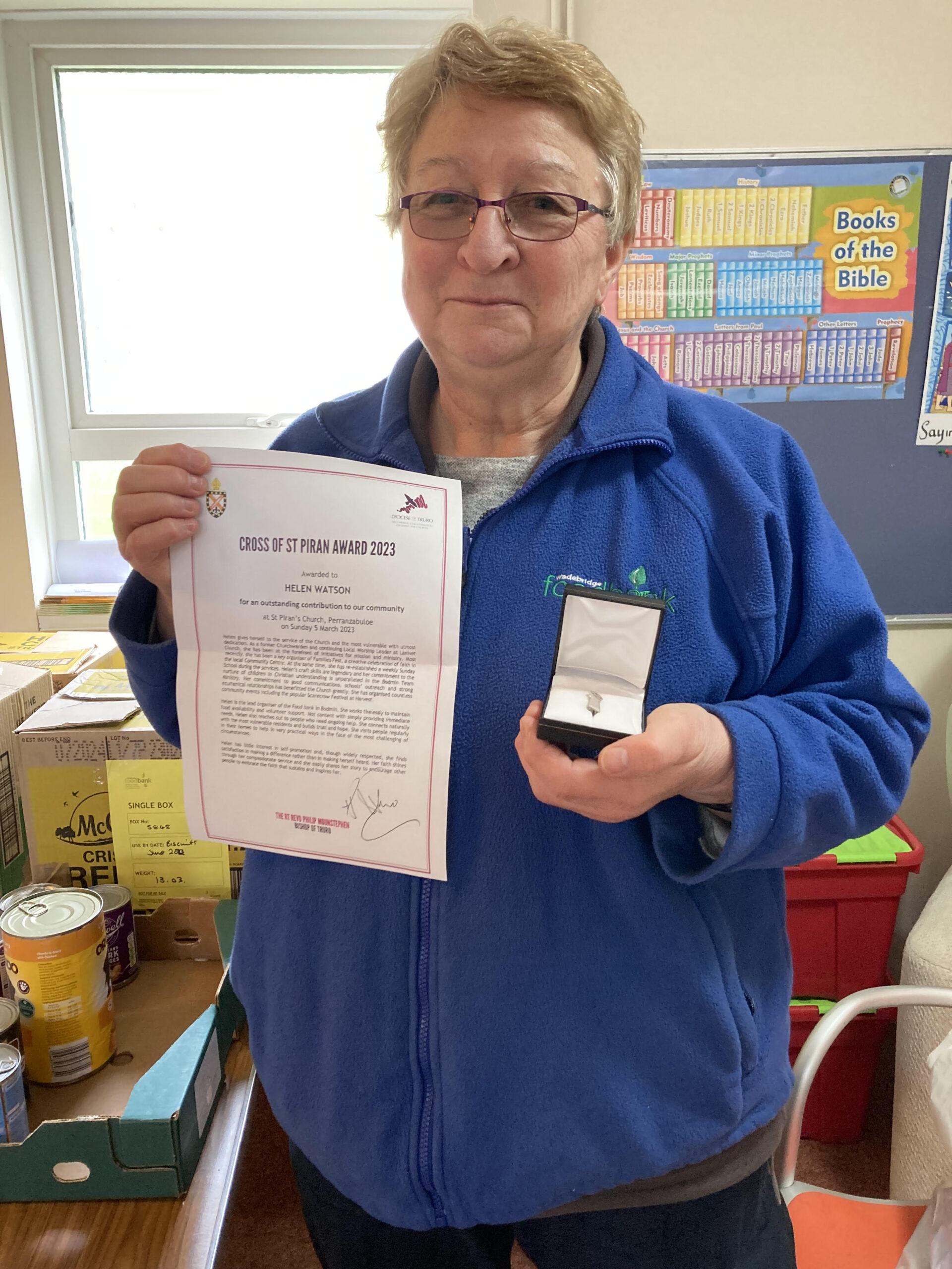 ‘Cross of St Piran Award’ for our dedicated volunteer | Wadebridge Foodbank