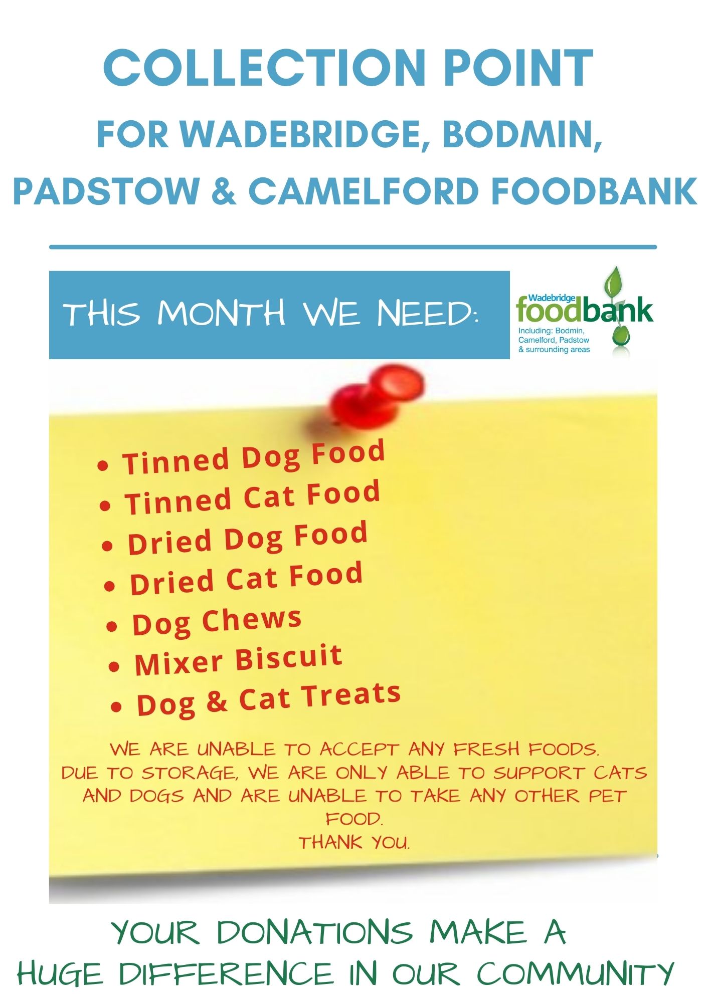 Pets at Home, Bodmin are collecting…. | Wadebridge Foodbank
